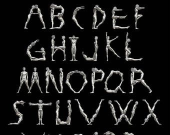 Alphabet Art, ABC Poster Print, Human Alphabet, Word Play, Letter ...