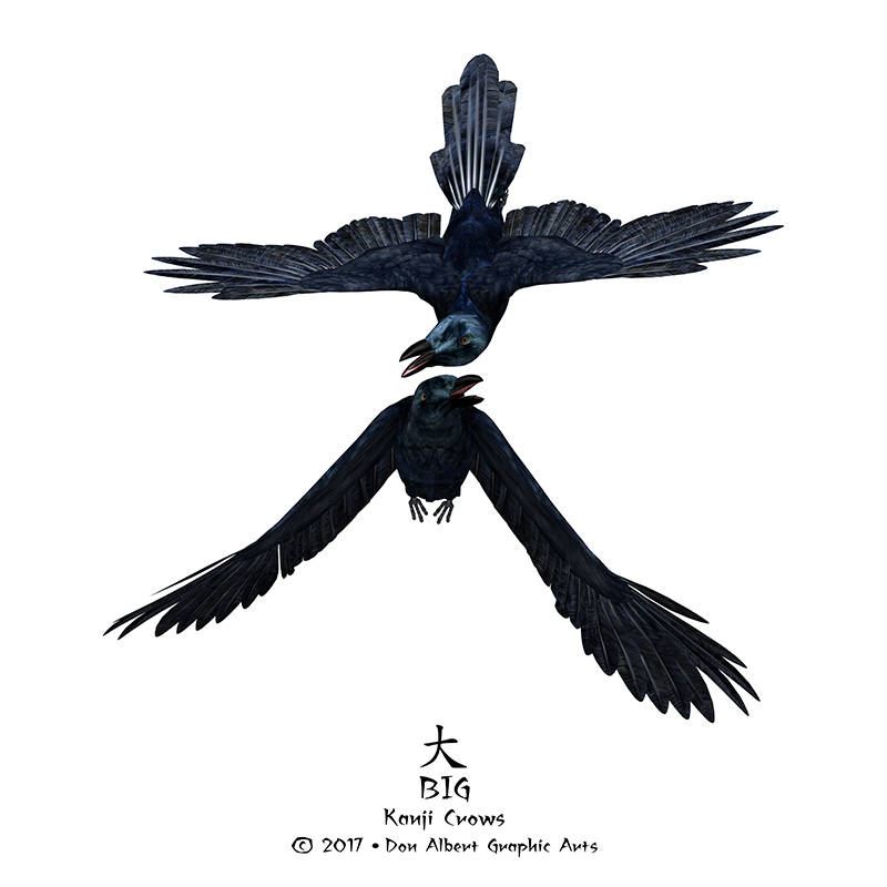 Big, Kanji, Crows, Japanese, Chinese, Asian, Calligraphy Characters ...