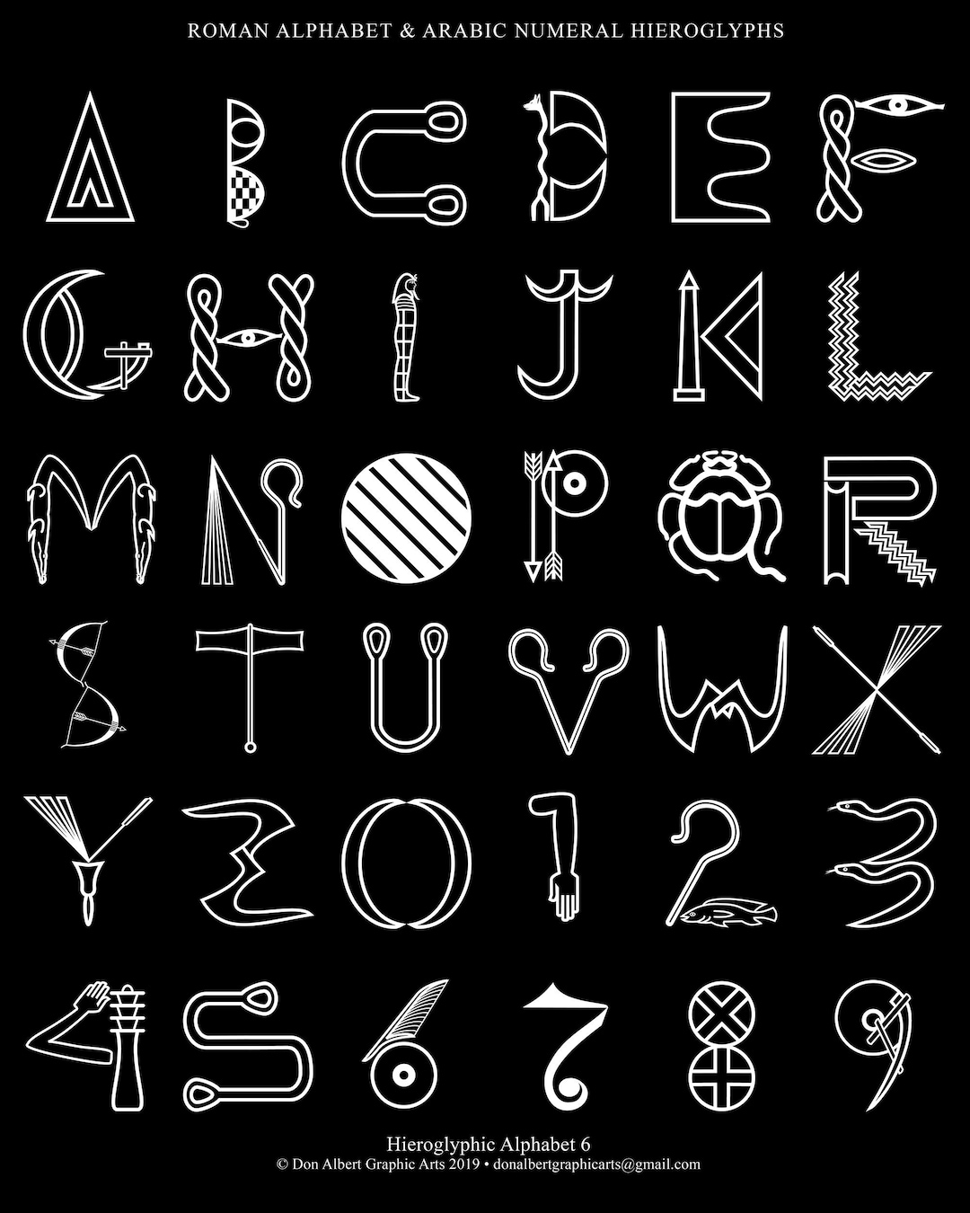 Roman Alphabet Hieroglyphics 6 - Etsy
