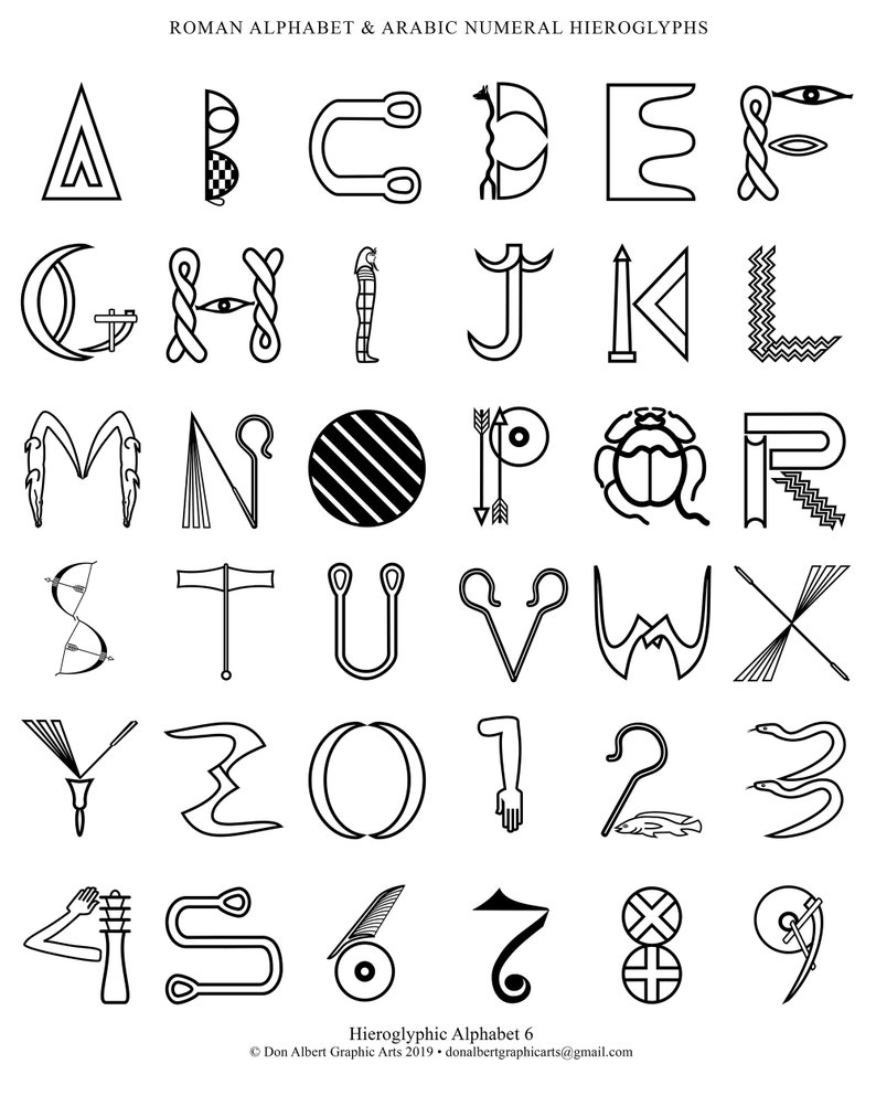 Roman Alphabet Hieroglyphics 6 - Etsy