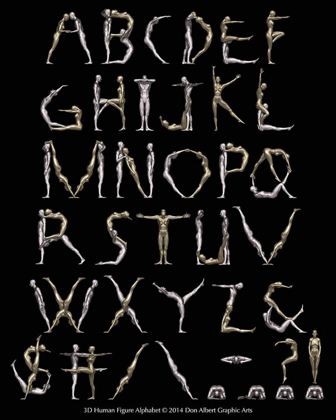 Alphabet Art, ABC Poster Print, Human Alphabet, Word Play, Letter ...