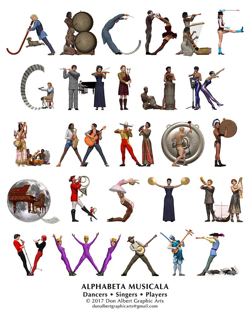 Alphabet Art, ABC Poster Print, Human Figure Picture Alphabet, Word ...