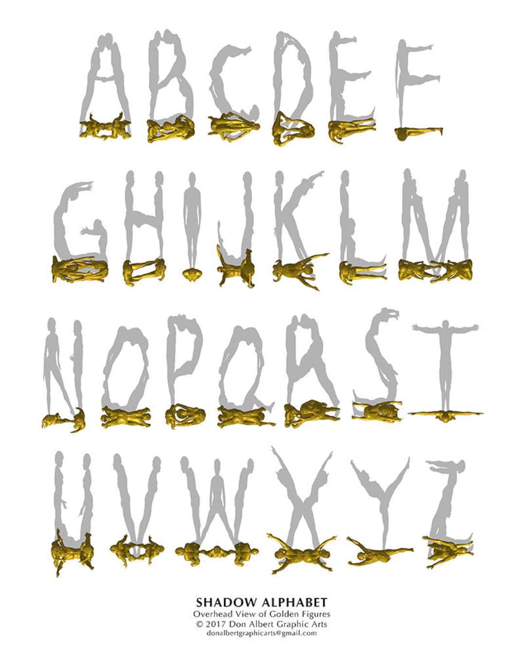 Alphabet Art, ABC Poster Print, Human Alphabet, Shadow, Word Play ...