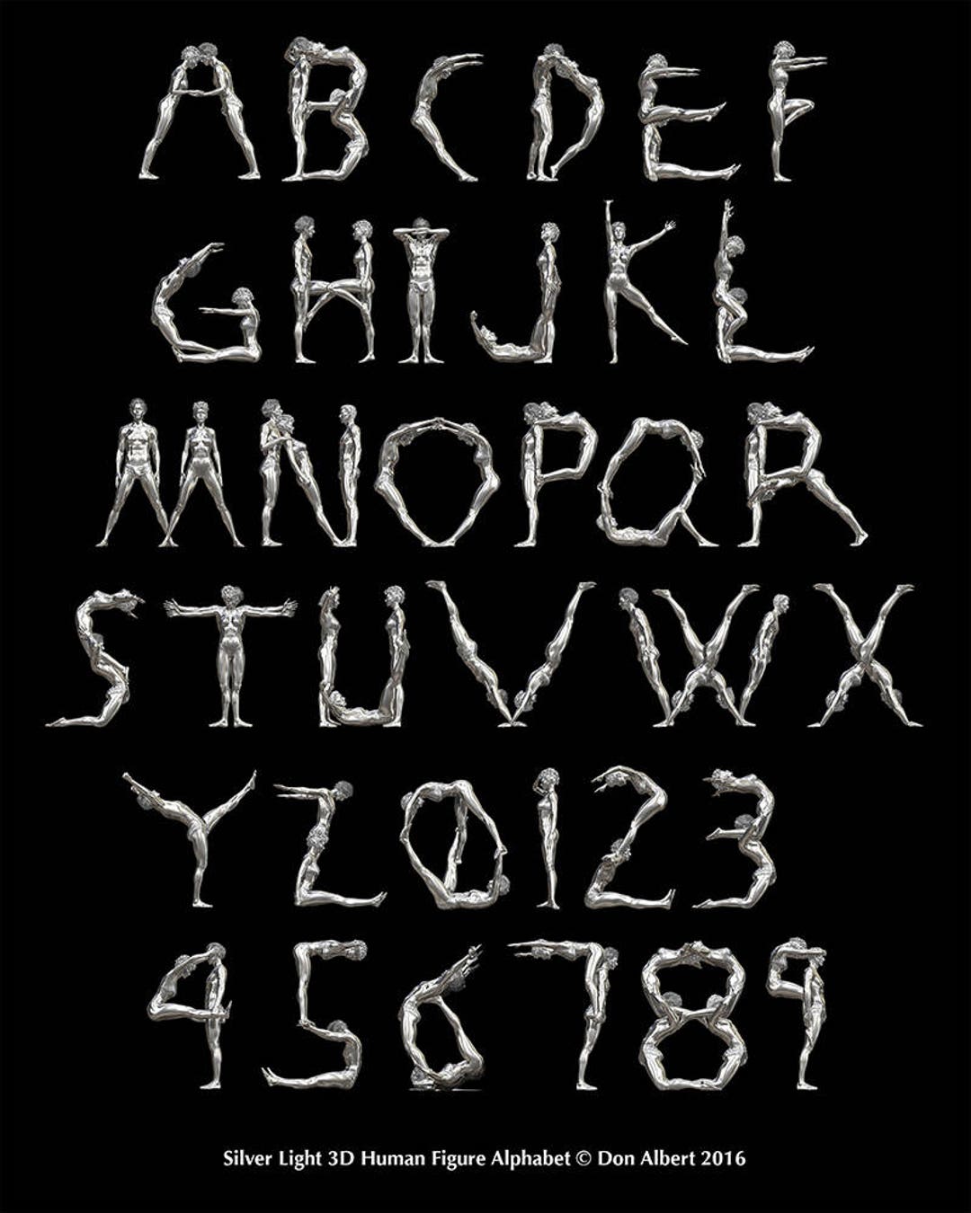 Alphabet Art, ABC Poster Print, Human Alphabet, Word Play, Letter ...