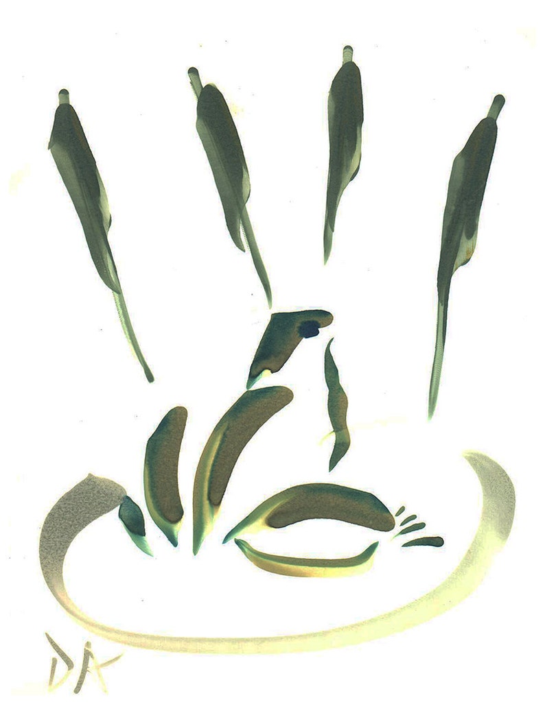 Frogs, Frog on Lily Pad, Digital Greeting Card, Calligraphy Art ...