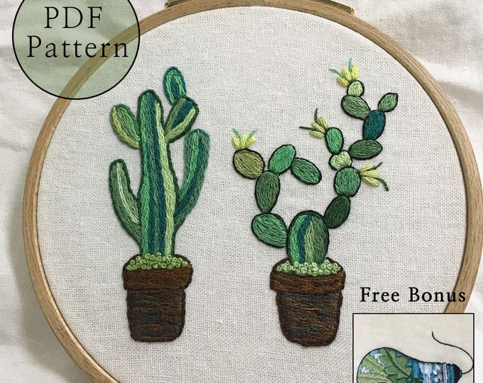 Twotallcactus_cacti_embroidery Pattern Forbeginners3 - Etsy
