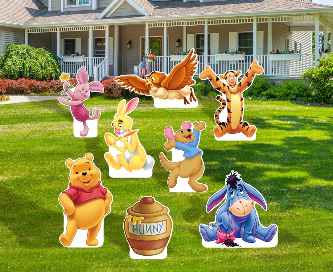 Winnie the Pooh Cutout Cardboard Backdrop | Birthday Sign Yard Cutout ...