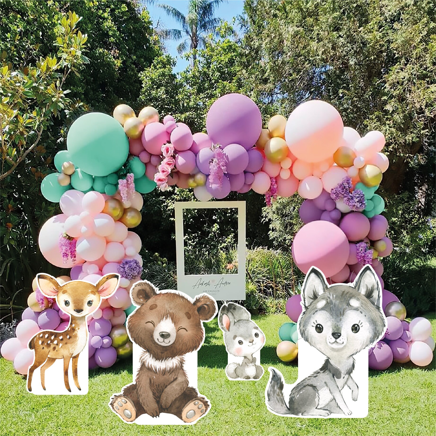 Forest Animals Cutout Cardboard Backdrop | Birthday Sign Yard Cutout ...