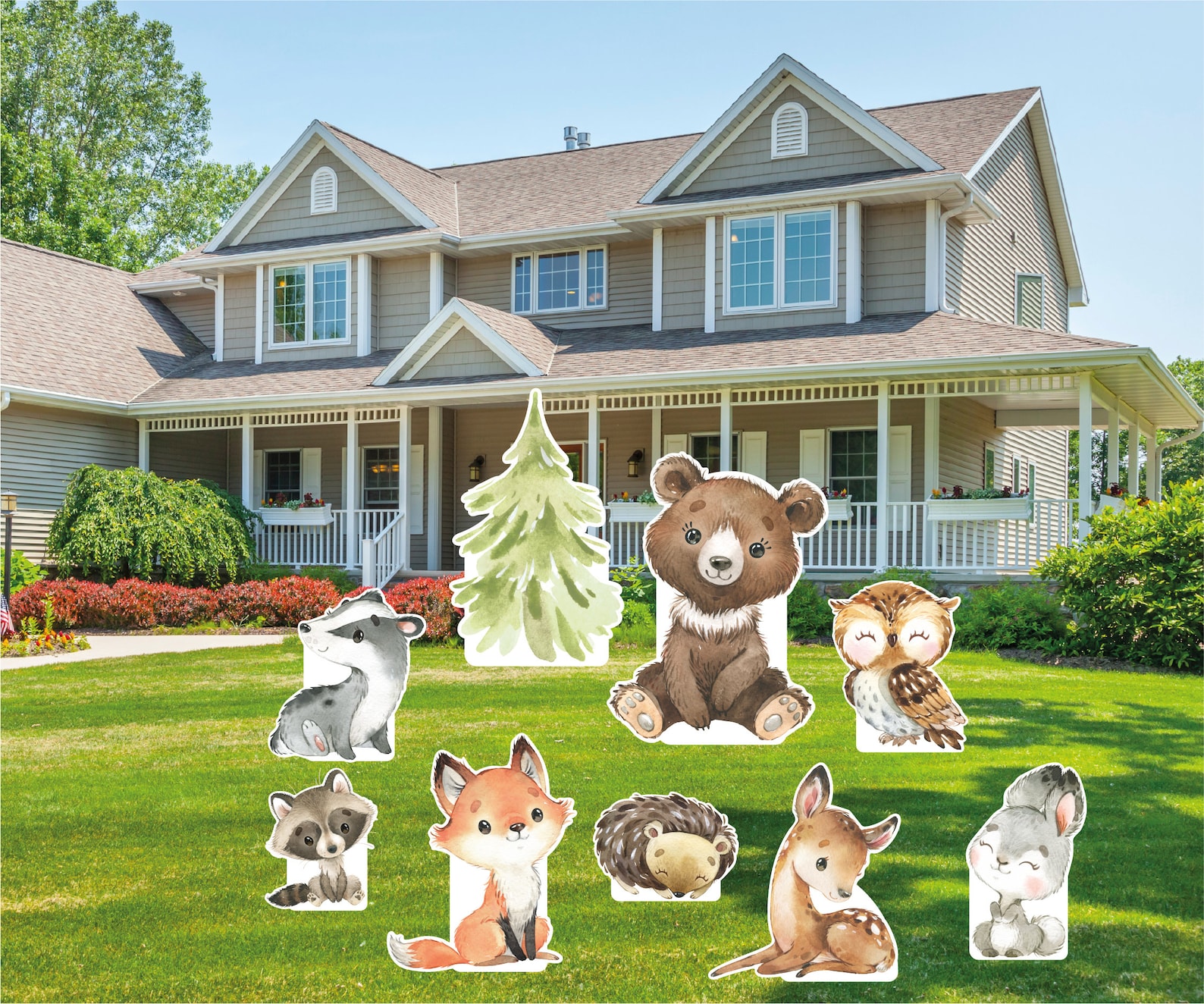 Forest Animals Cutout Cardboard Backdrop | Birthday Sign Yard Cutout ...