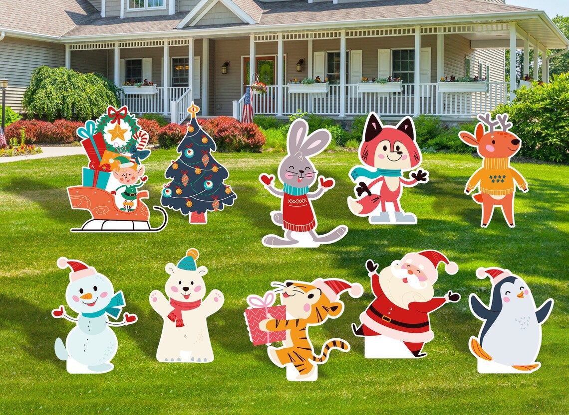 Christmas Cutout Cardboard Backdrop | Christmas Sign Yard Cutout ...
