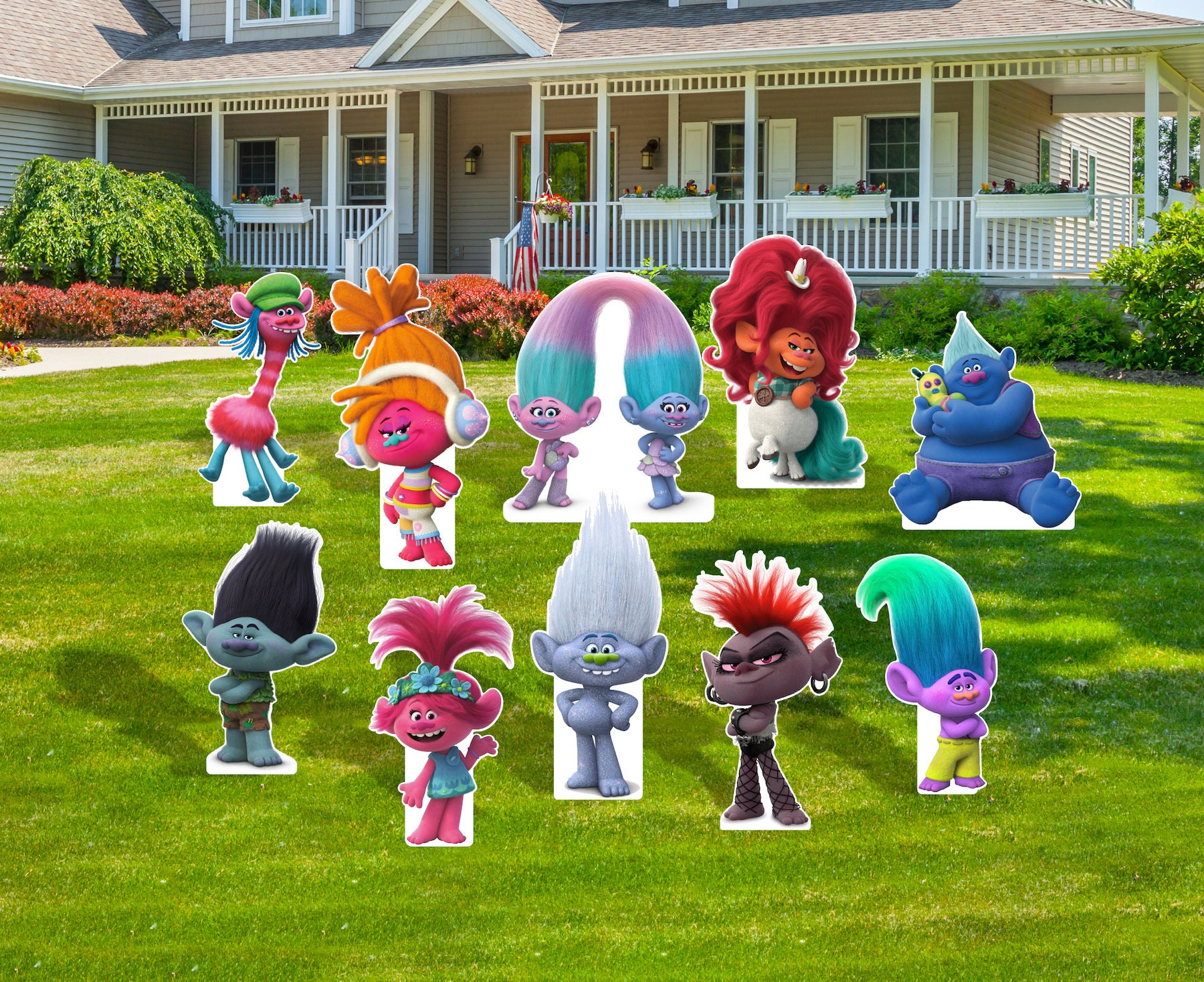 Trolls Cutout Cardboard Backdrop | Birthday Sign Yard Cutout | Event ...