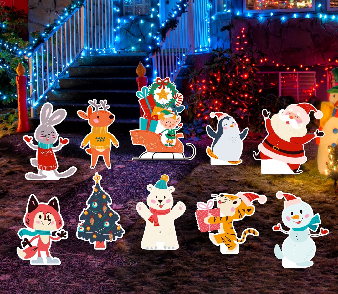 Christmas Cutout Cardboard Backdrop | Christmas Sign Yard Cutout ...