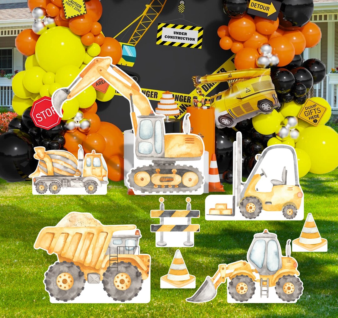 Construction Vehicles Cutout Cardboard Backdrop | Birthday Sign Yard ...