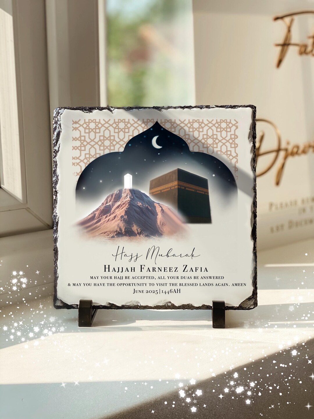 Heavyweight Hajj Mubarak Mount Arafah Gift Slate and Stand With ...