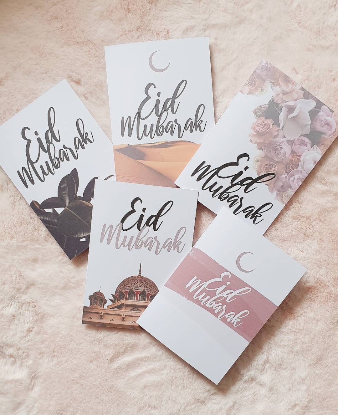 Pack of 5 or 10 Minimal Variety Calligraphy Eid Cards Eid Mubarak ...