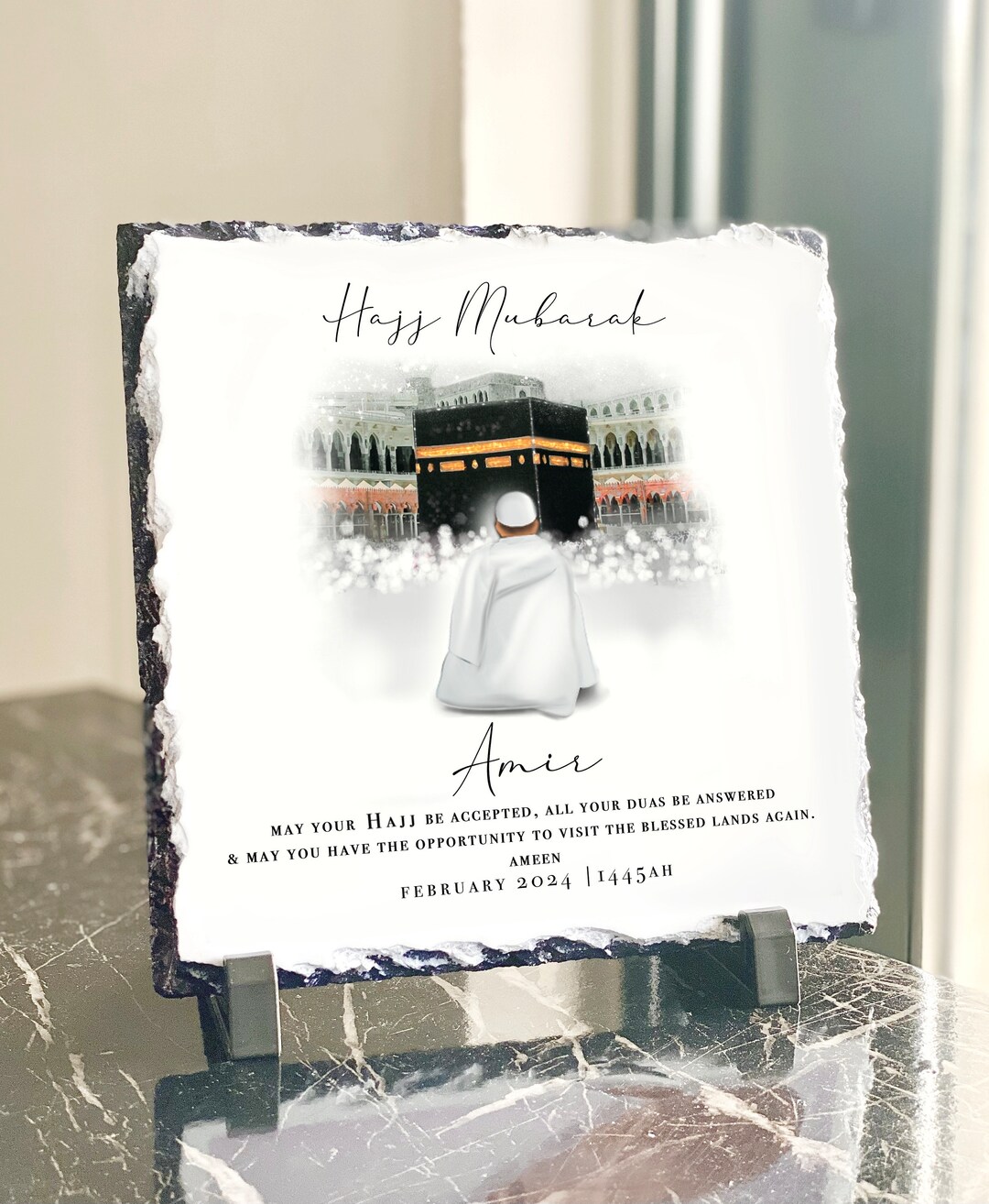 Heavyweight Hajj Mubarak Male Men’s Gift Slate and Stand With ...