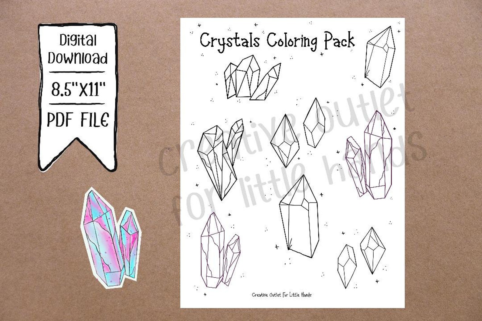 Crystals Coloring Pages Pack / Digital Download / Crystals / 5 | Etsy