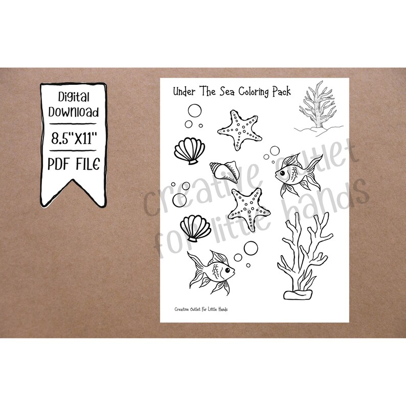 Under the Sea Coloring Pages, Ocean Creatures, 5 Page Pack (digital ...