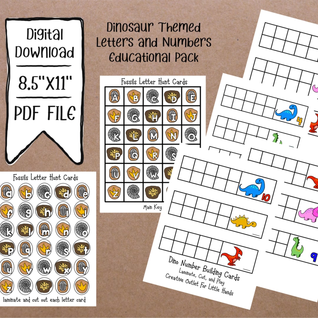 Dinosaur Educational Pack / Digital Download/ Letter Matching Cards ...