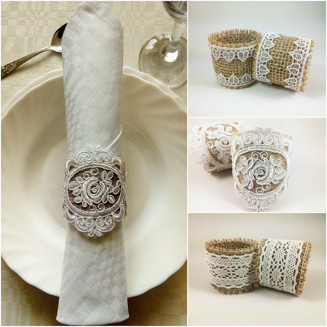 Wedding Napkin Rings Rustic Wedding Table Decor Country - Etsy
