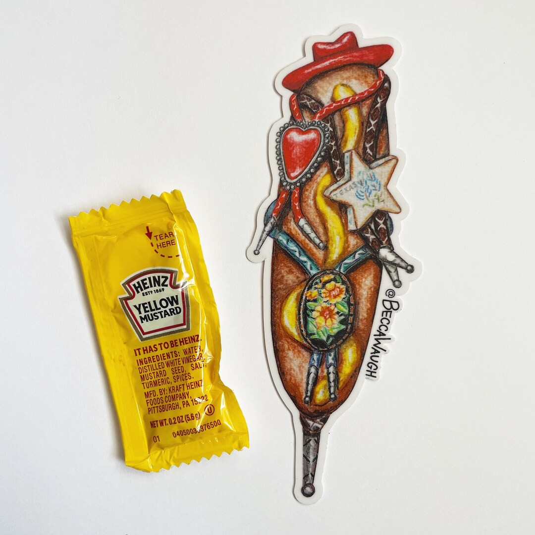 Bolo Tie Dog, Corn Dog Art Sticker - Etsy