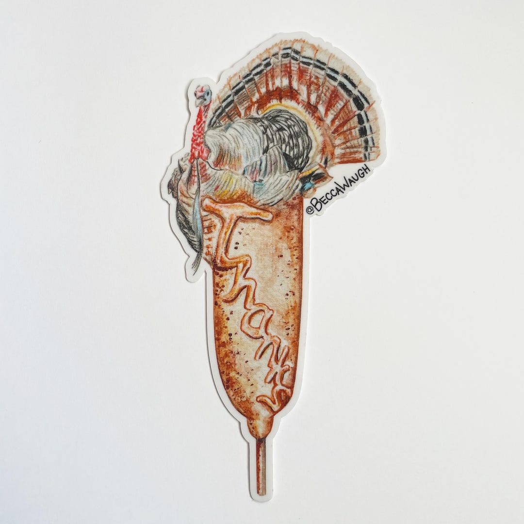Turkey Dog, Corn Dog Art Sticker - Etsy