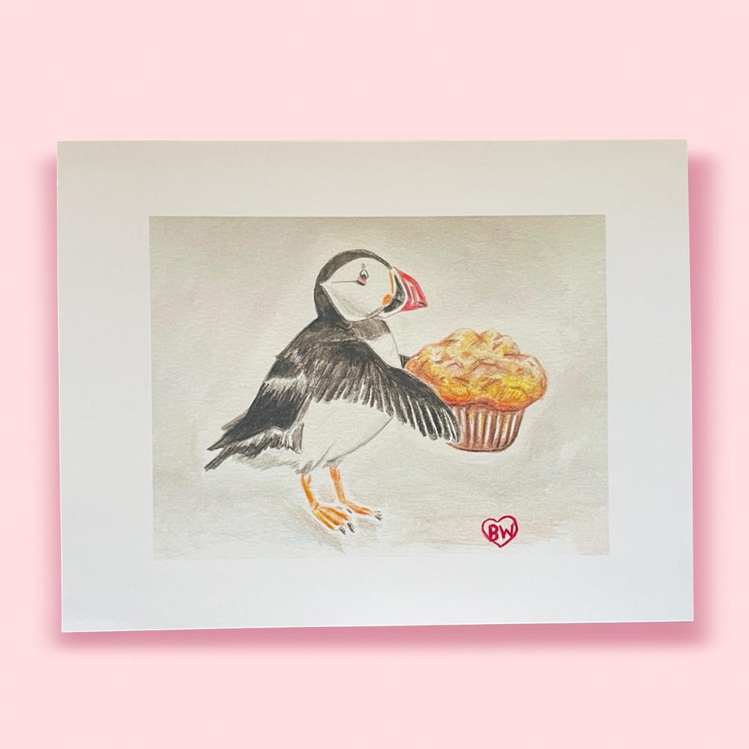Puffin Muffin, Original Art Print - Etsy