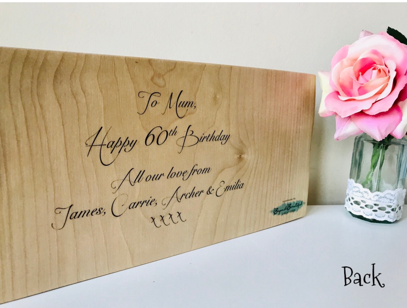 Personalised Wooden Photo Block Natural Edged Handmade Your | Etsy