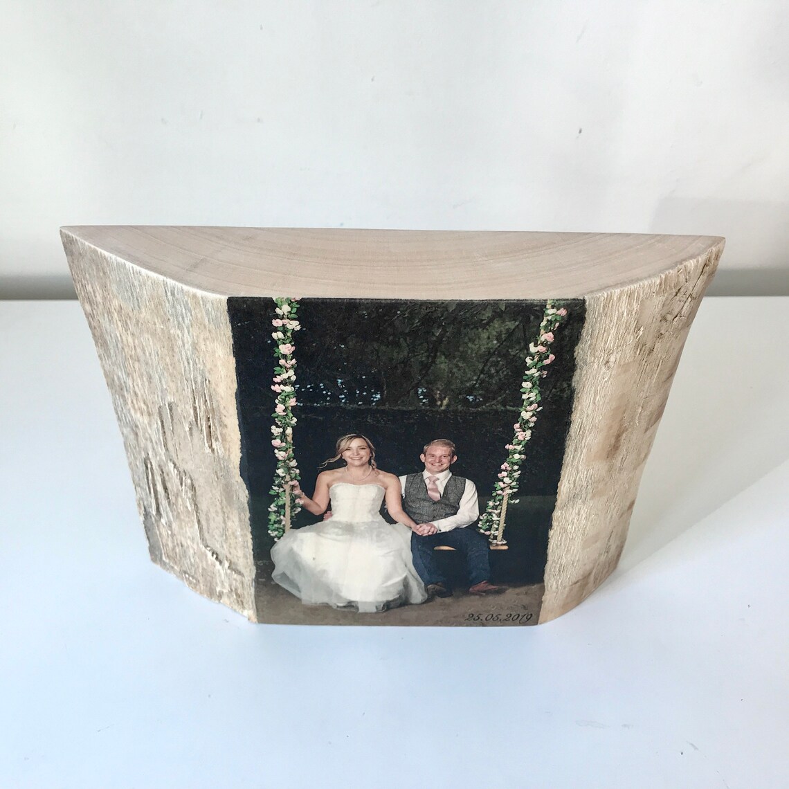 Personalised Wooden Photo Block Natural Edged Handmade Your | Etsy