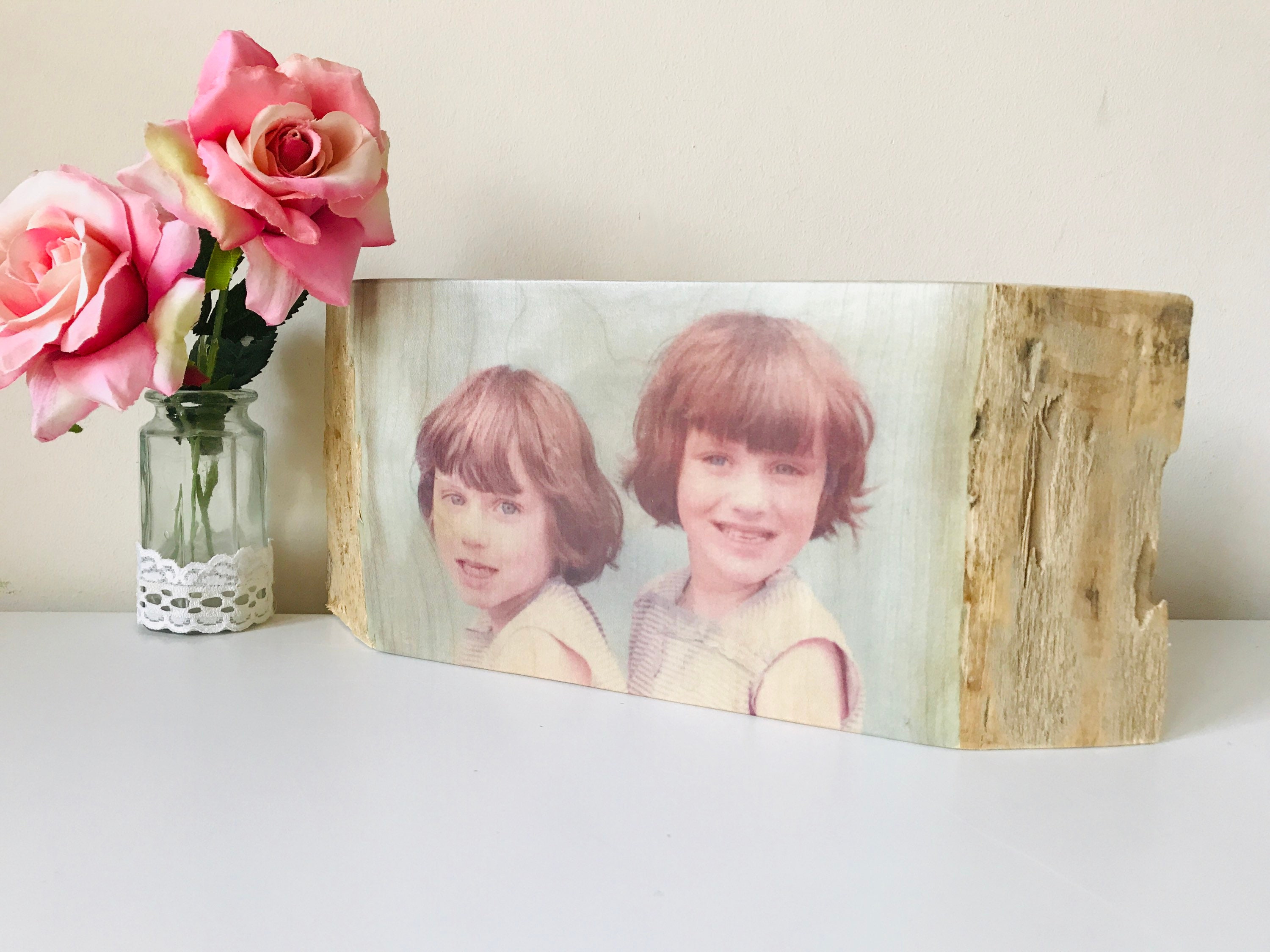 Personalised Wooden Photo Block Natural Edged Handmade Your | Etsy