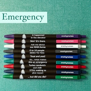 Emergency Snarky Pens! Black Ink Pens for Nurses, Cnas, Nurse ...