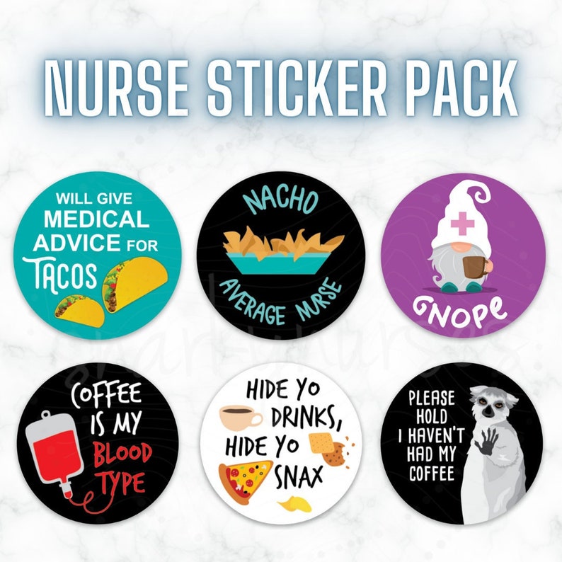 Nurse Sticker Pack Funny Nurse Water Bottle Stickers - Etsy