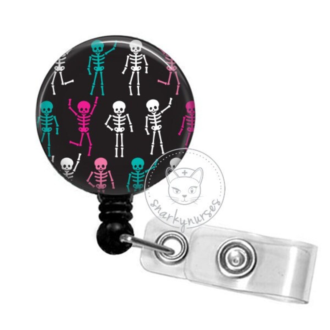 Skeletons Halloween Badge Reel Nurse Badges Cute Badge Retractable ...