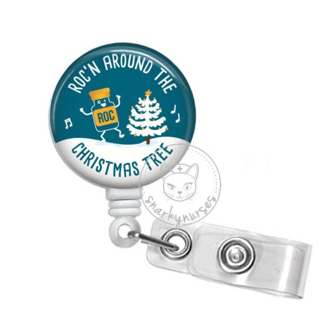 Roc'n Around Holiday Christmas Badge Reel Funny Badge Reel Cute Badge ...