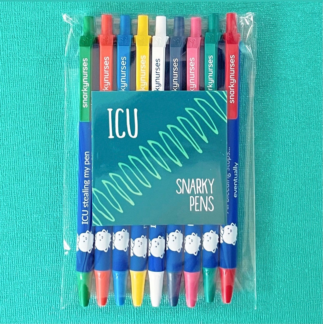 ICU Nurse Pens - Snarky Black Ink Set for Nurses - Etsy