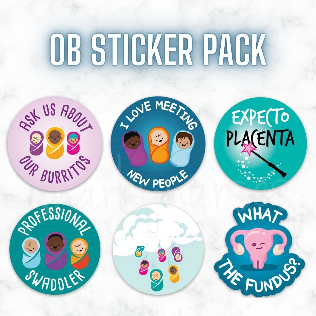 OB Nurse Sticker Pack L&D Nurse Funny Nurse Water Bottle Stickers ...