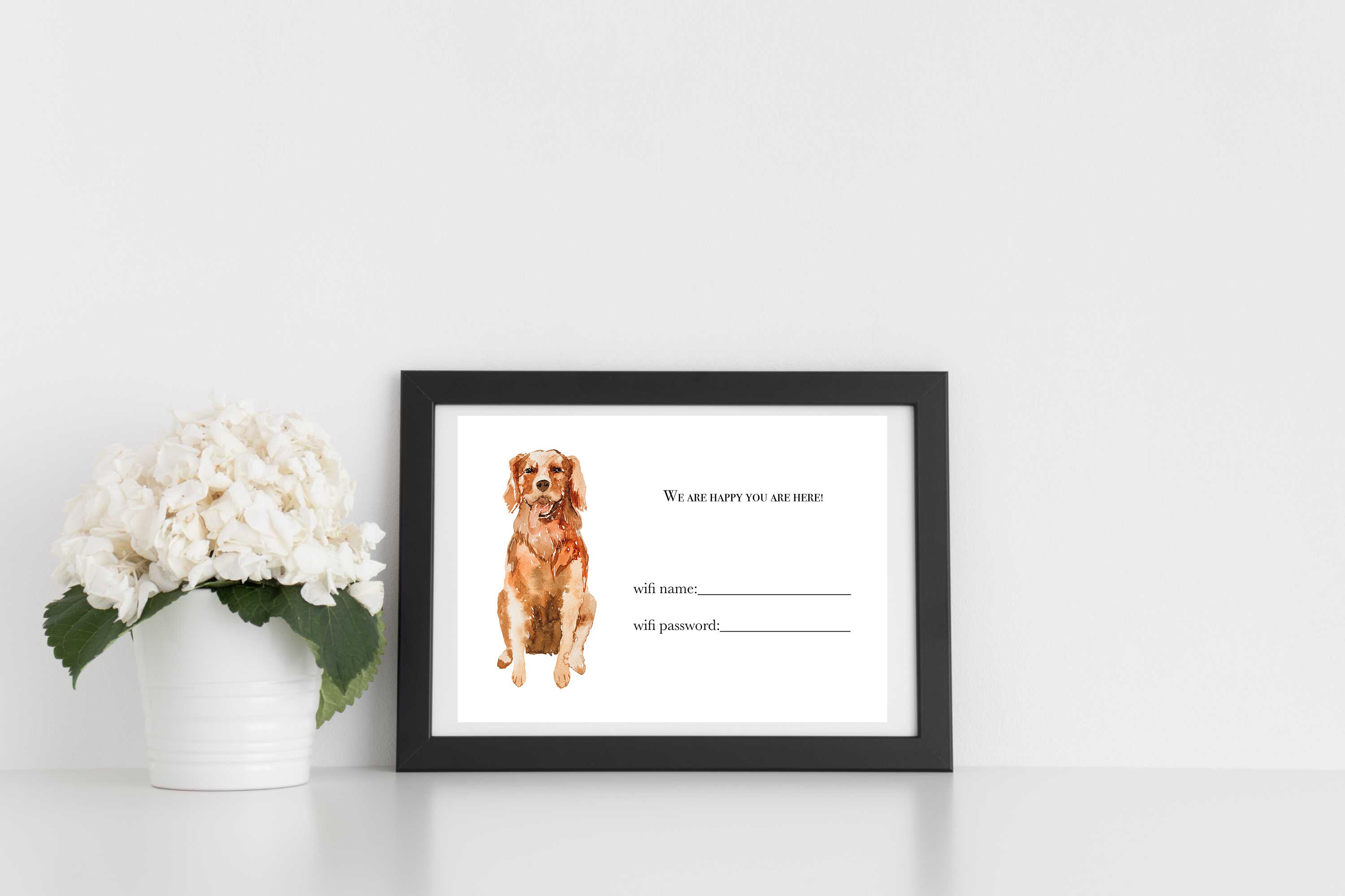 WIFI Password Print Out for Guest Room/ Airbnb Watercolor Animal Golden ...