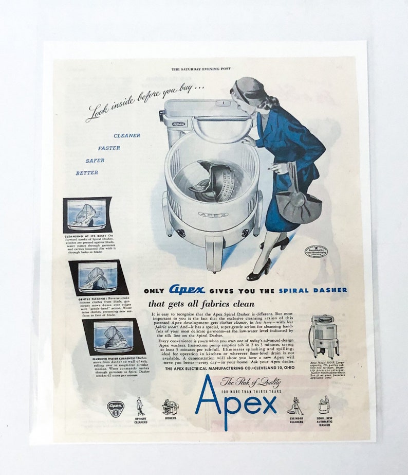 Apex Washing Machine - Vintage Advertisement - Etsy