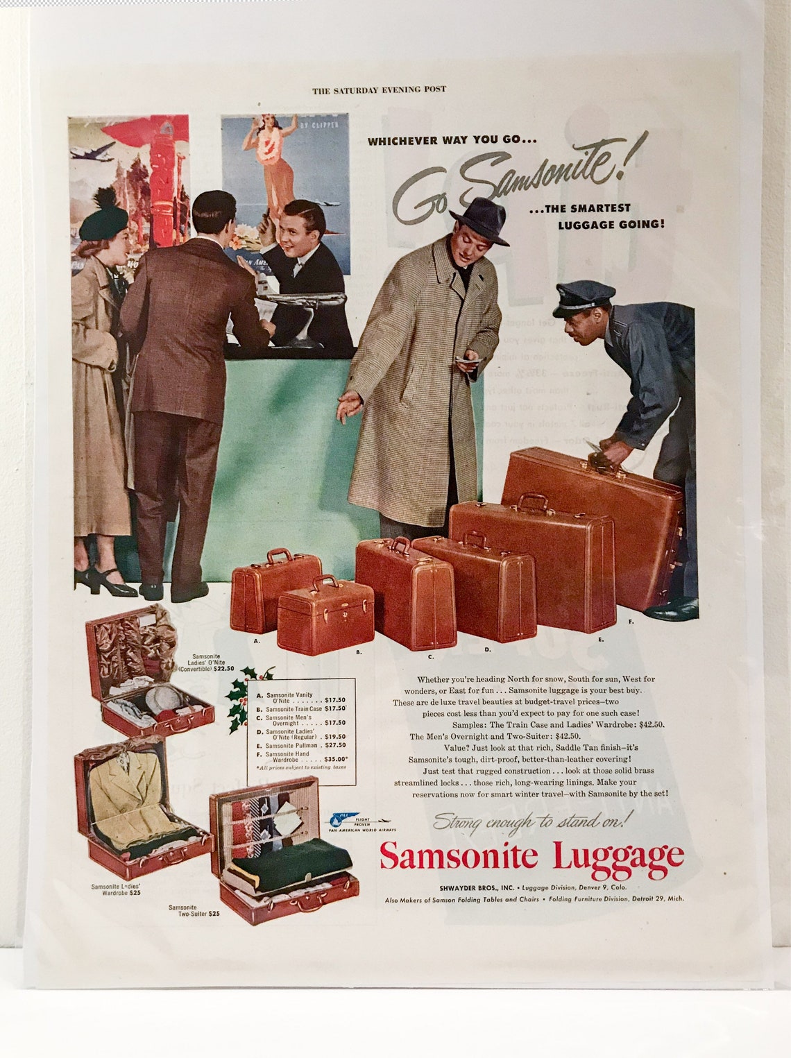 Samsonite Luggage Vintage Advertisement - Etsy