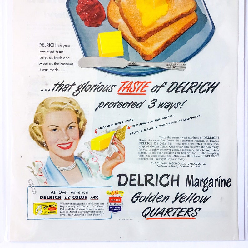 Delrich Margarine - Vintage Advertisement - Etsy