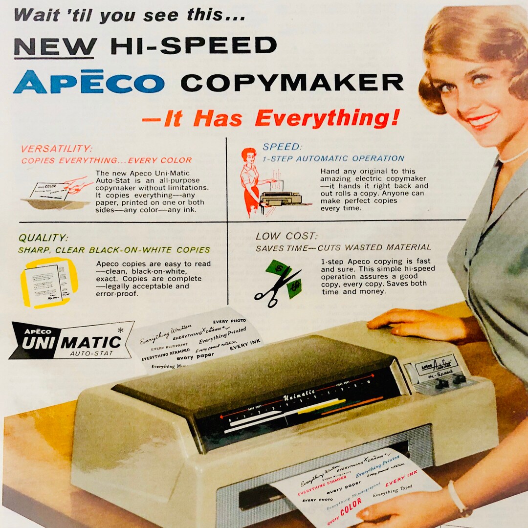 1961 Apeco Copymaker - Vintage Advertisement - Etsy