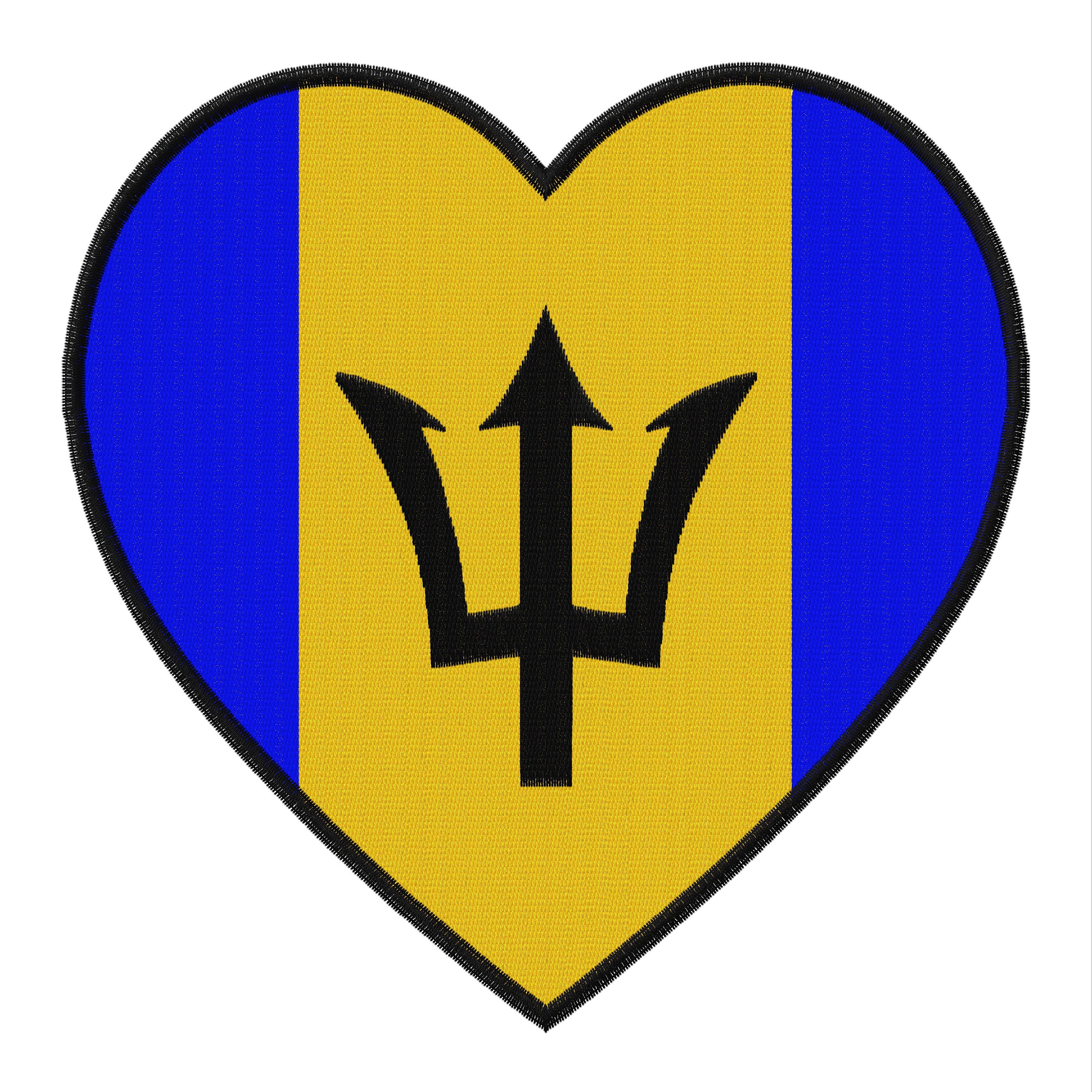 Embroidery Design Flag Barbados Heart Country Multiple Size Patch ...