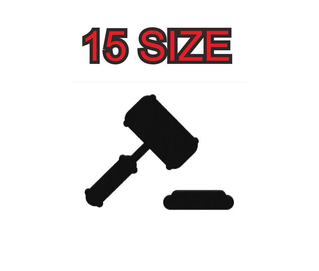 Embroidery Design Judge Gavel Hammer Justice Multiple Size Patch ...