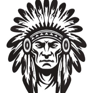 Embroidery Design Indian Chief Hat Indian Head Outline Multiple Size ...