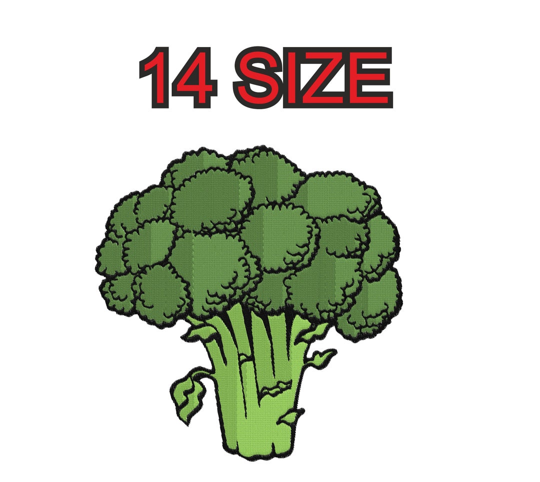 Embroidery Design Broccoli Vegetable Multiple Size Silhouette Patch ...