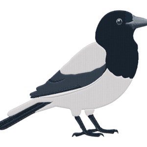 Embroidery Design Magpie Bird Raven Multiple Size Patch Instant ...