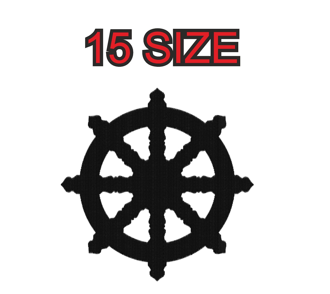 Embroidery Design Buddhist Wheel of Dharma Multiple Size Patch Instant Download Files Patterns ...
