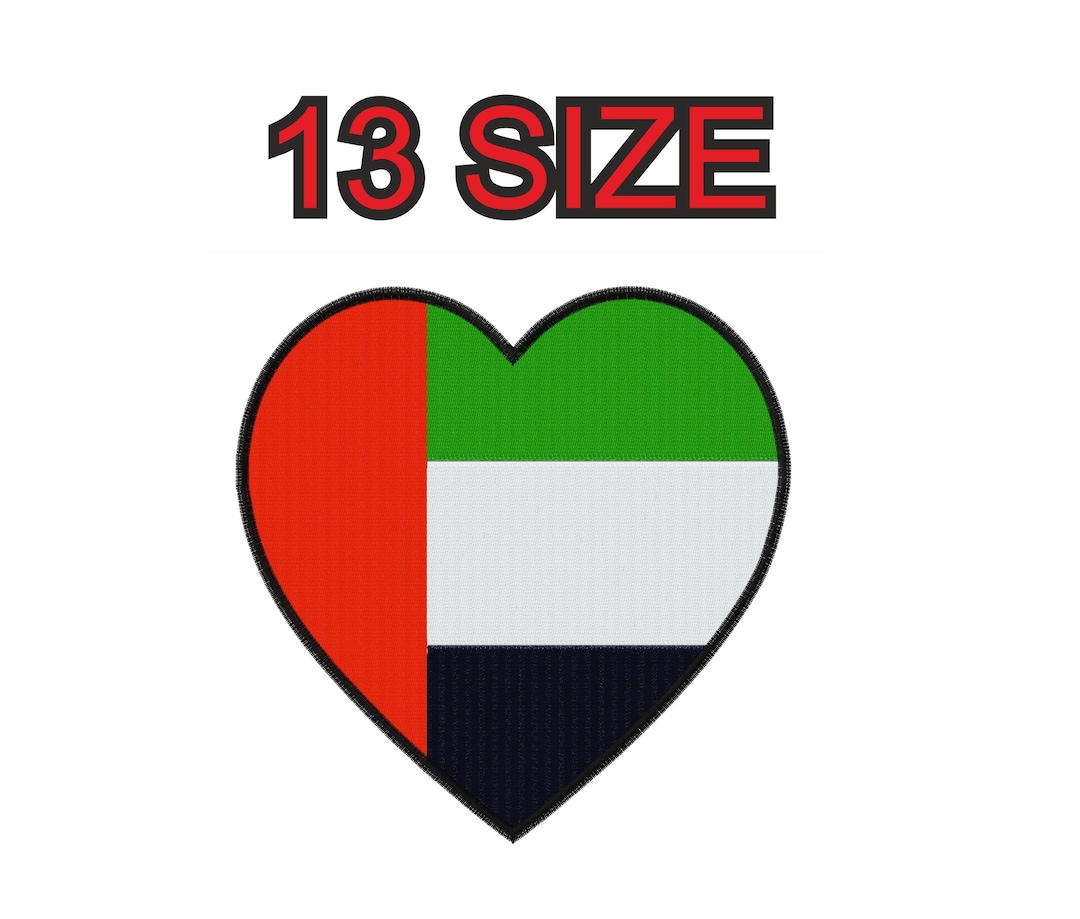 Embroidery Design Flag United Arab Emirates Uae Heart Country Multiple ...