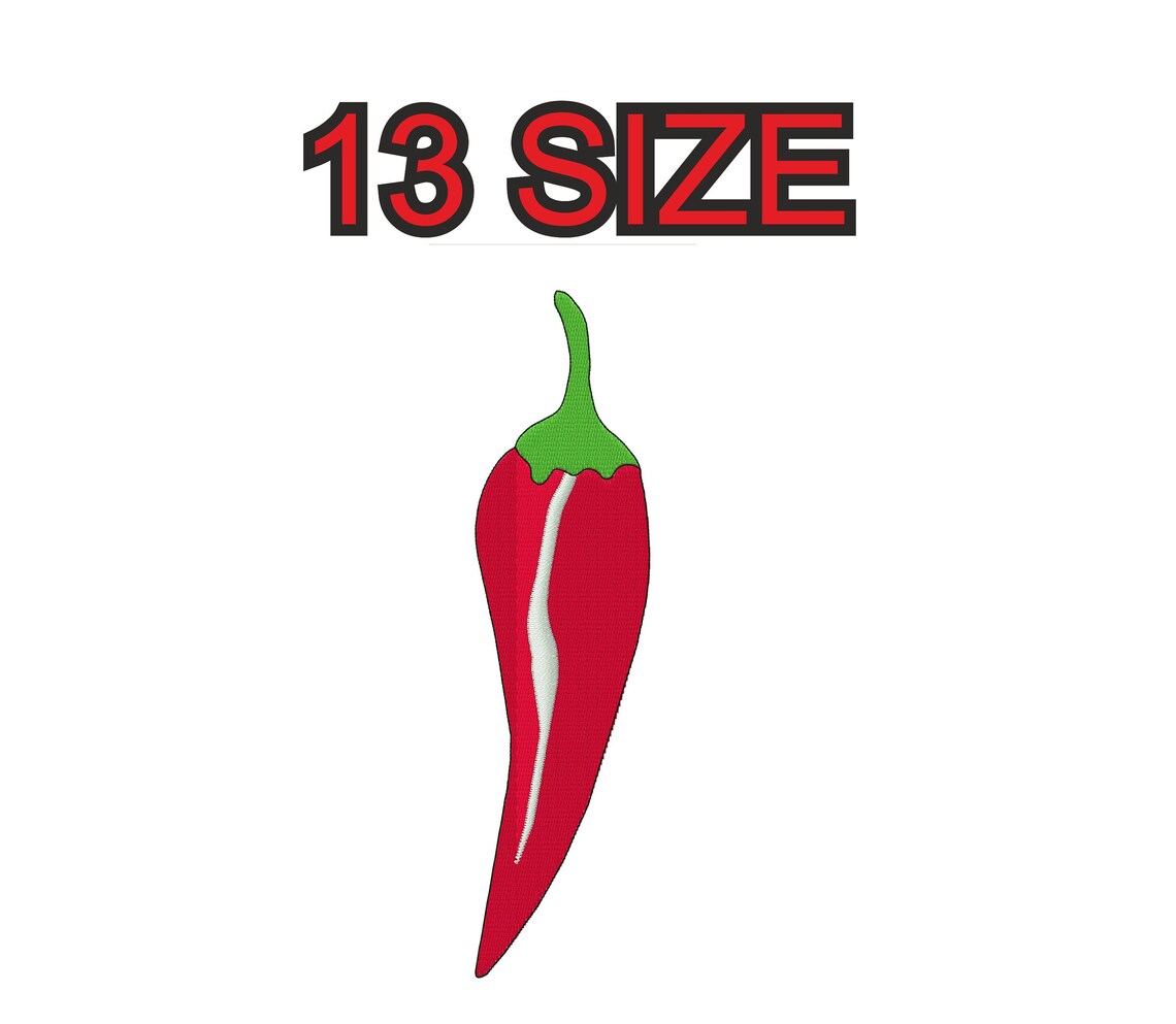 Embroidery Design Pepper Chilli Multiple Size Silhouette Patch Instant ...