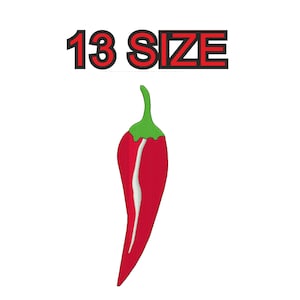 Embroidery Design Pepper Chilli Multiple Size Silhouette Patch Instant ...